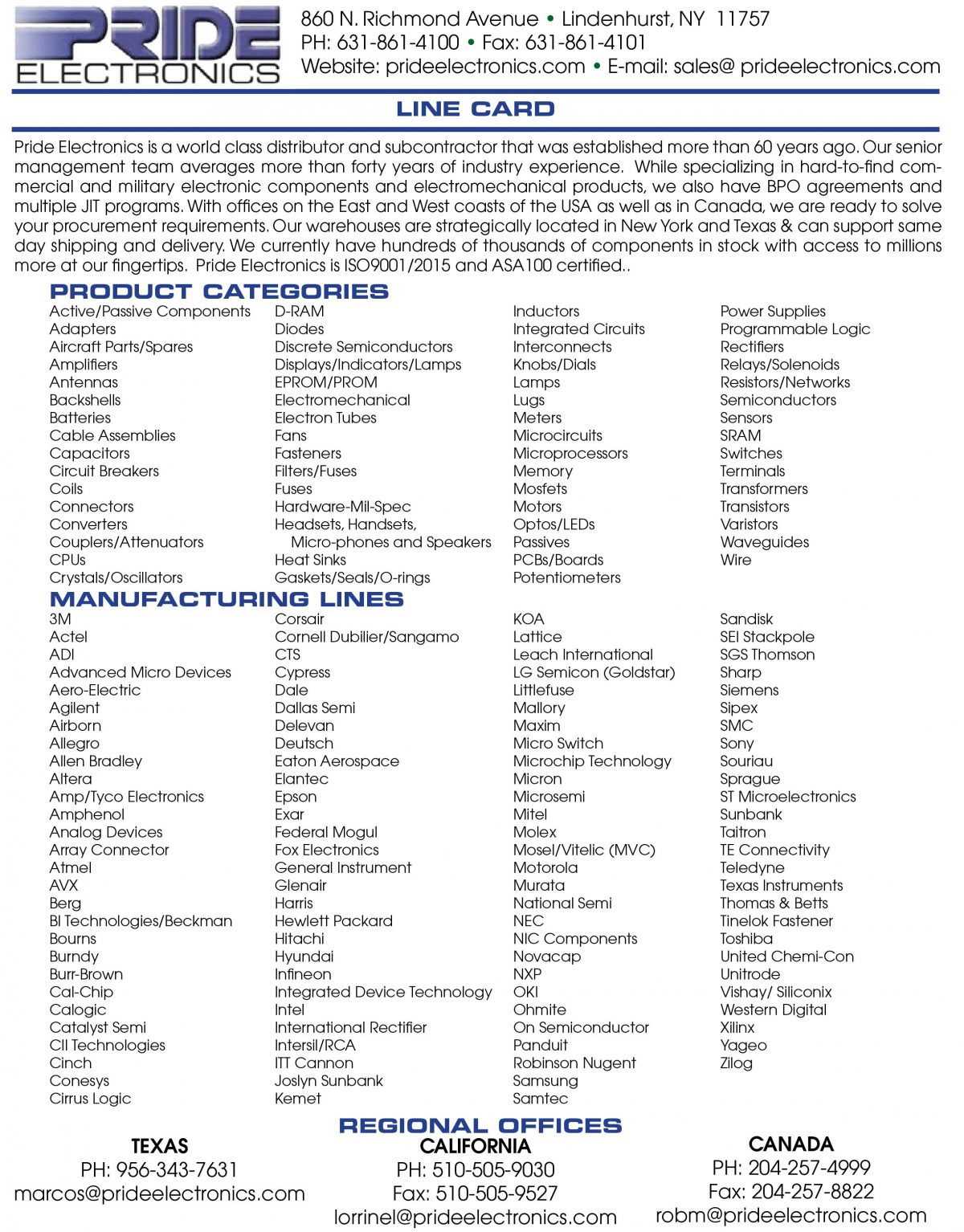 LINE CARD - Pride Electronics
