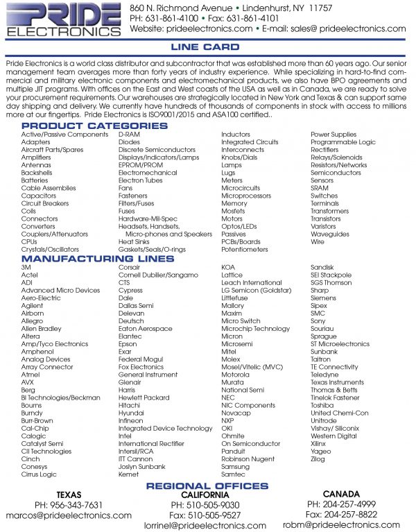 LINE CARD - Pride Electronics