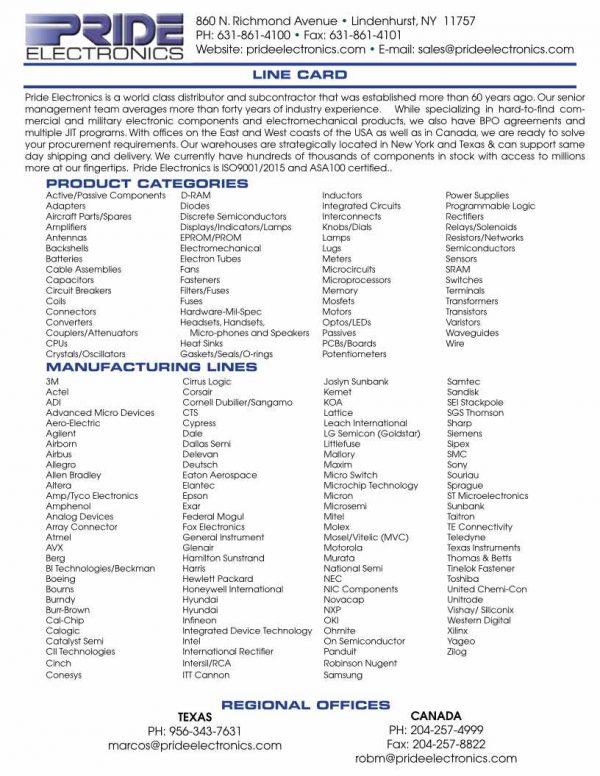 LINE CARD - Pride Electronics